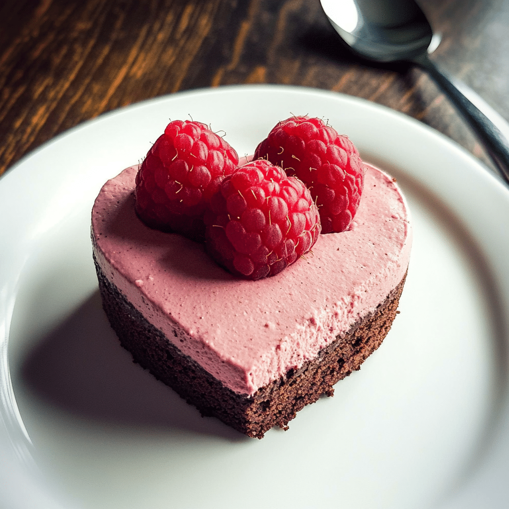 Heart-Shaped Raspberry Mousse with a Brownie Base