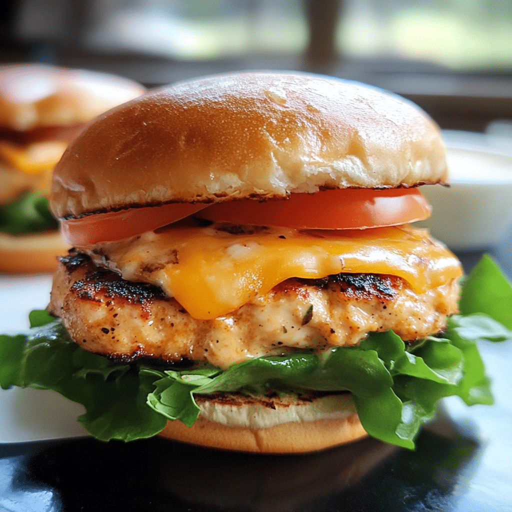 Cheddar Ranch Chicken Burgers